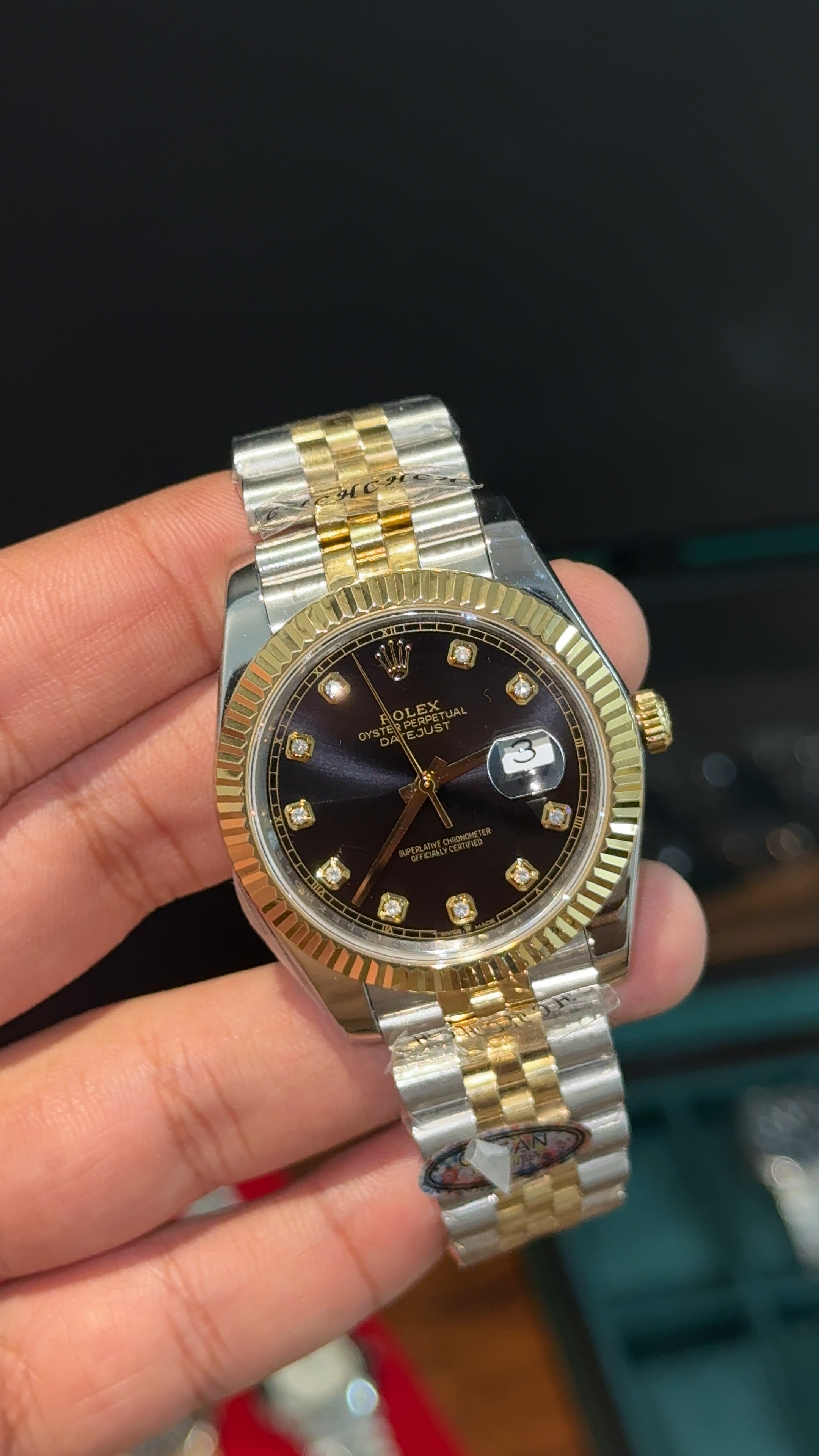 Premium Datejust | Gold Two Tone | Gold Diamond Digit | Black Dial ...